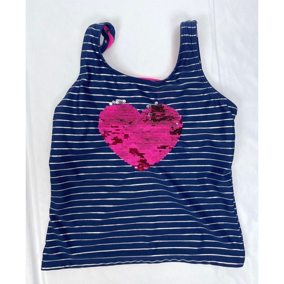 Justice | Swim | Justice Girl Size 2 Blue Pink Silver Flip Sequin Heart ...